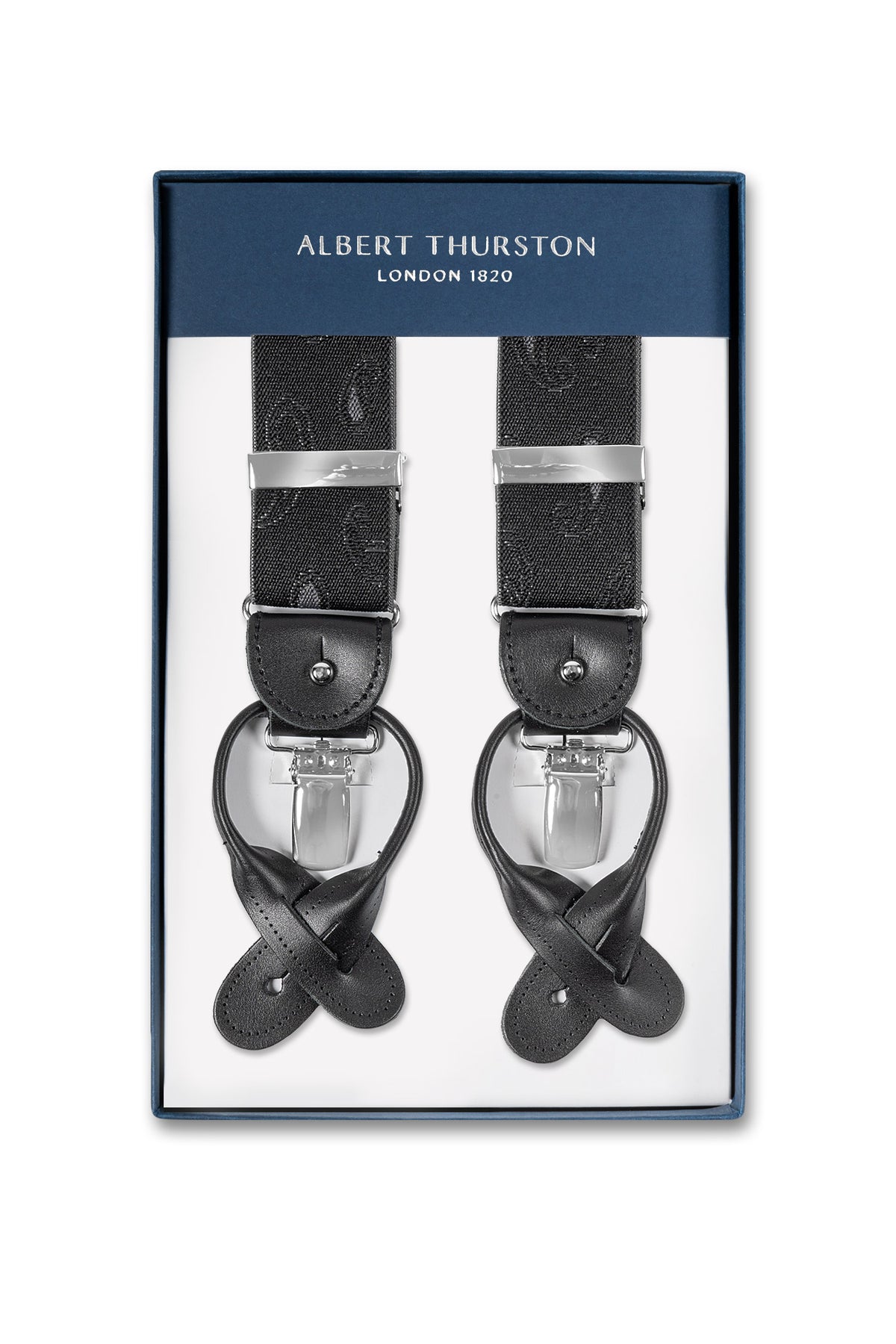ALBERT THURSTON Black Paisley 2-In-1 Braces — Mitchell Ogilvie