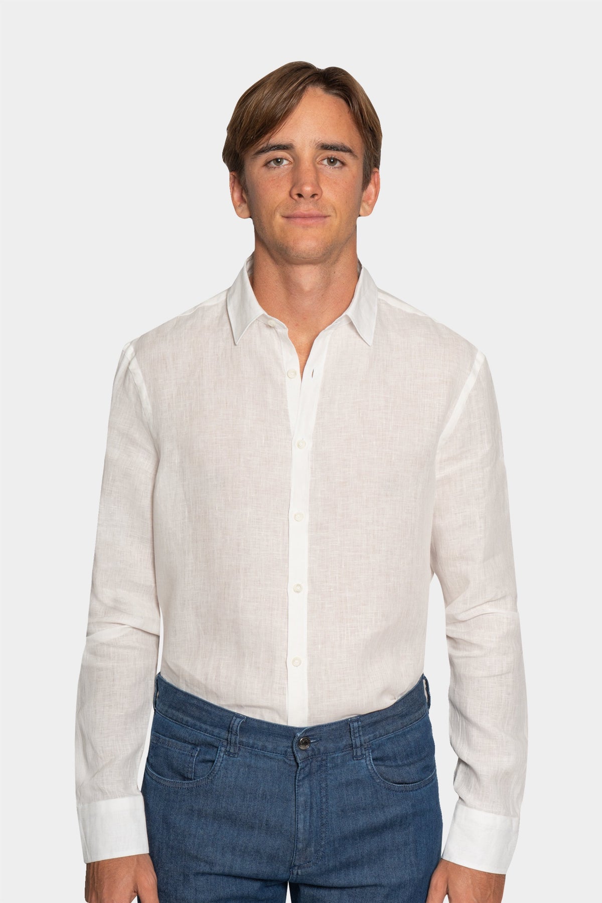 CANALI | Linen Shirt With Placket | White — Mitchell Ogilvie