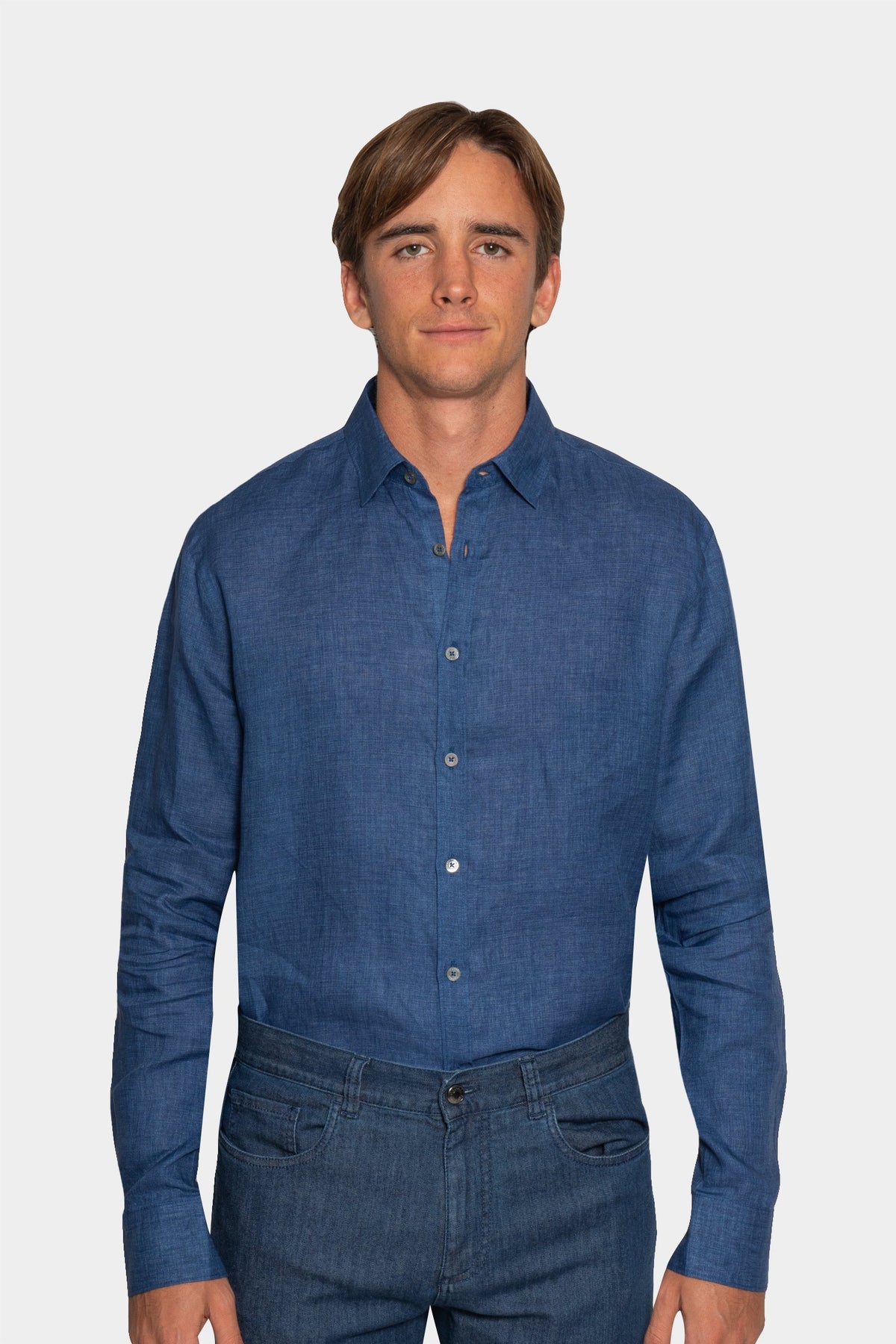 CAN L/S LINEN SHIRT W PLACKET DARK — Mitchell Ogilvie