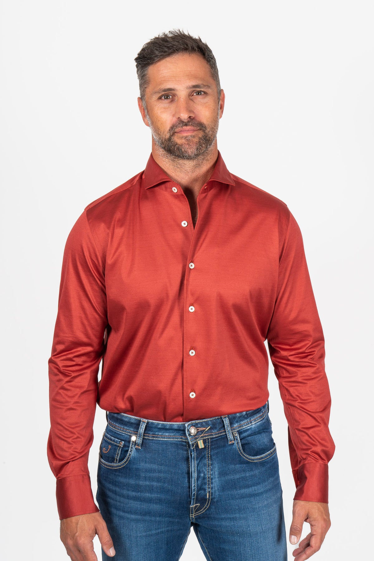 CANALI Rust Red Plain Jersey Shirt — Mitchell Ogilvie