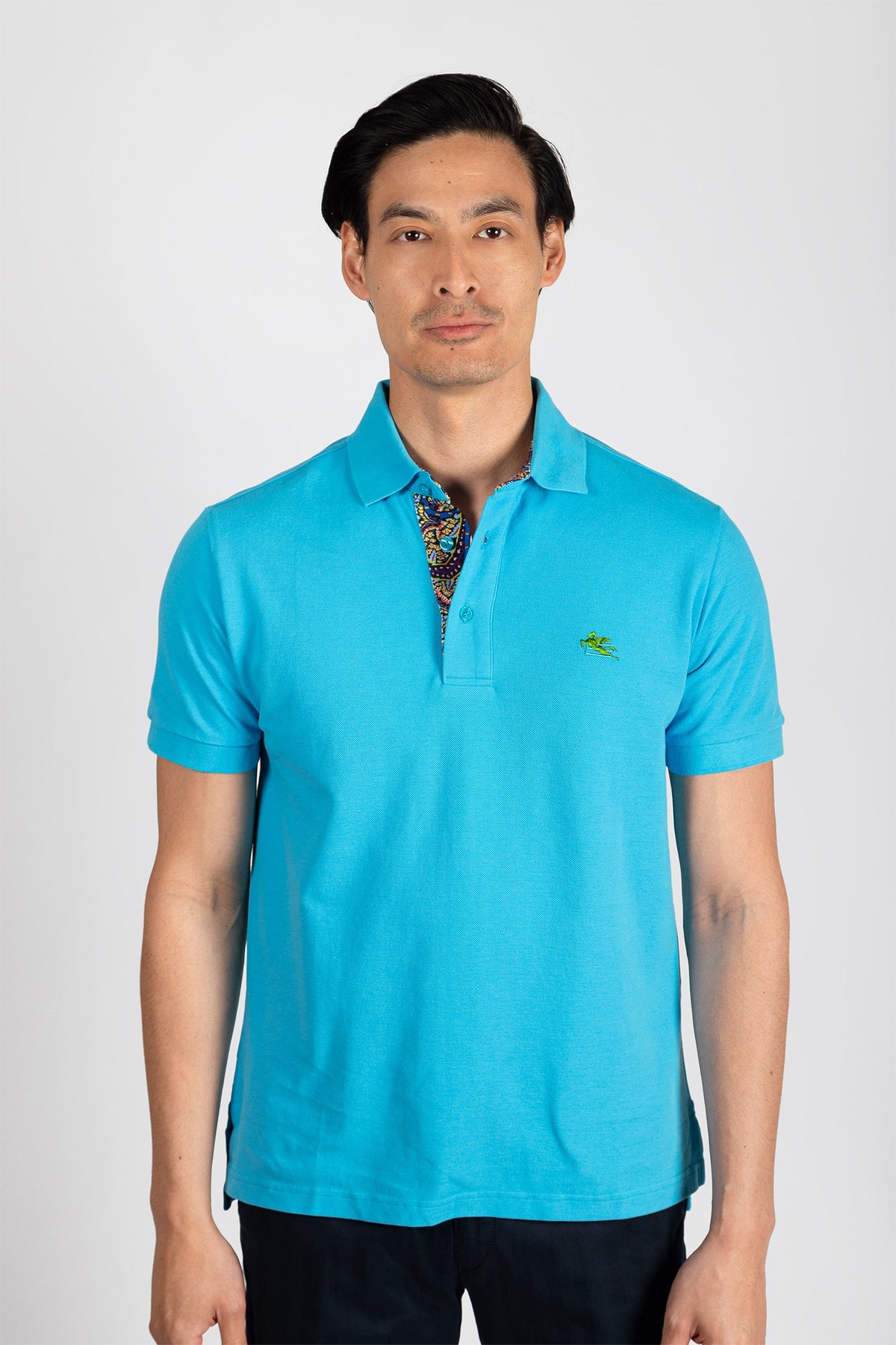 ETRO Turquoise Polo Shirt With Inner Pattern — Mitchell Ogilvie